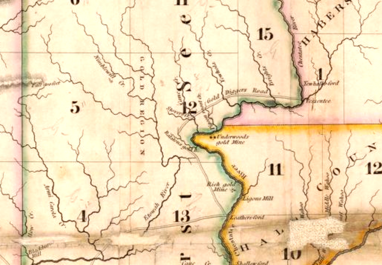 Original Cherokee nation map and 1849 Georgia map with geological features Original Cherokee nation map and 1849 Georgia map with geological features